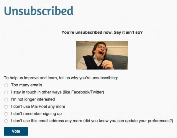 Learn from Unsubscribers with an Unsubscribe Survey